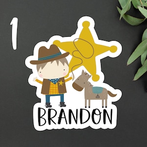 Personalized Wild West Theme Cowboy and Indians Kids Name Sticker Wild ...