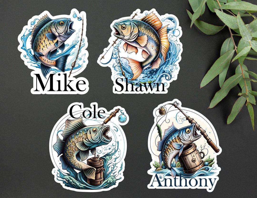 Personalized Fishing Name Sticker Sport Fishing Name Stickers Fisherman ...