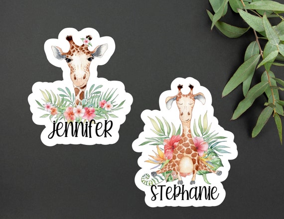 Personalized Cute Giraffe Name Sticker Tropical Name Sticker - Etsy
