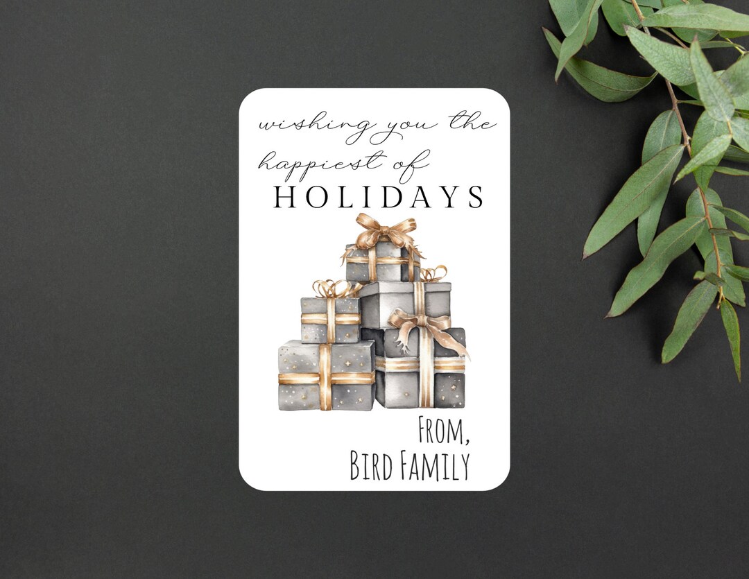 Personalized Happy Holidays Gift Tag Sticker Set Personalized Family ...