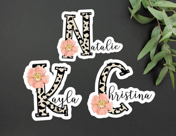 Personalized Leopard Print Monogram Sticker Personalized - Etsy