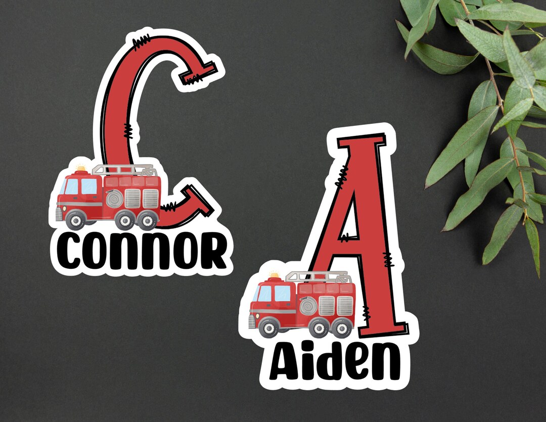 Personalized Kids Firetruck Sticker Kids Name Firetruck Sticker ...