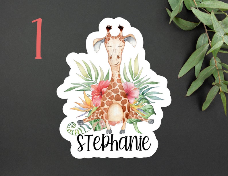 Personalized Cute Giraffe Name Sticker Tropical Name Sticker - Etsy