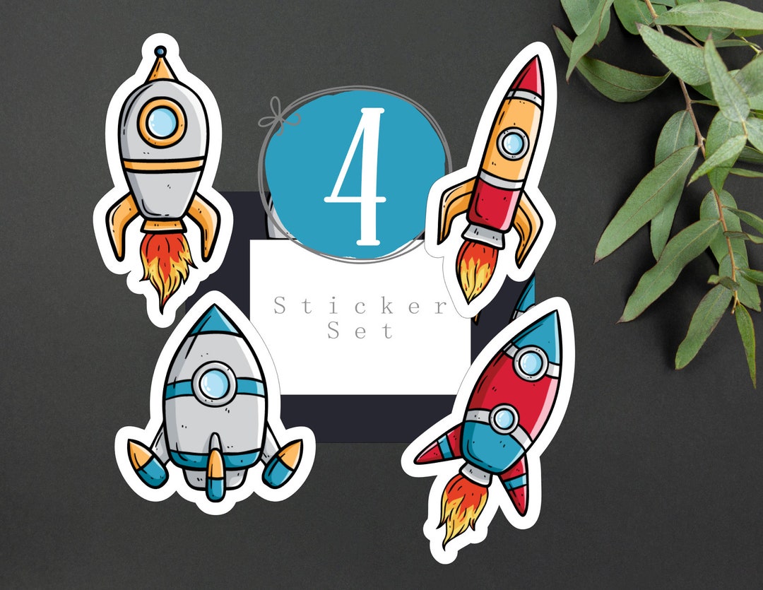 Cute Rocket Space Vinyl Sticker Set Rocket Space Theme Sticker Set ...