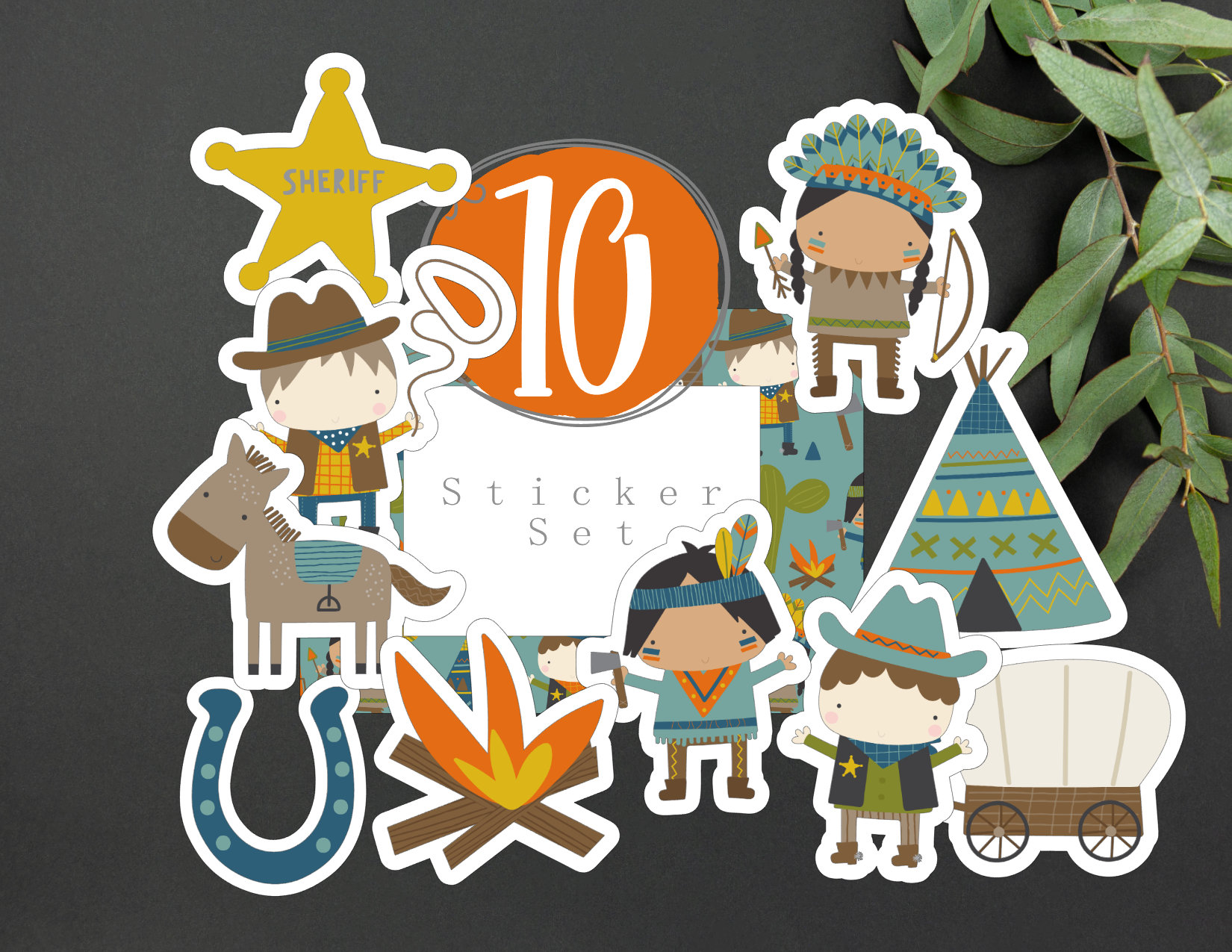 Kids Wild West Cowboy and Indians Party Stickers Wild West - Etsy