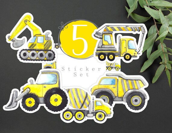 Construction Theme Sticker Set Construction Party Sticker - Etsy