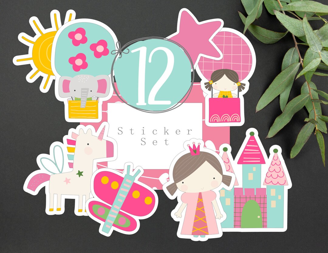 Cute Magical Princess Unicorn Vinyl Sticker Set Cute Princess Sticker ...