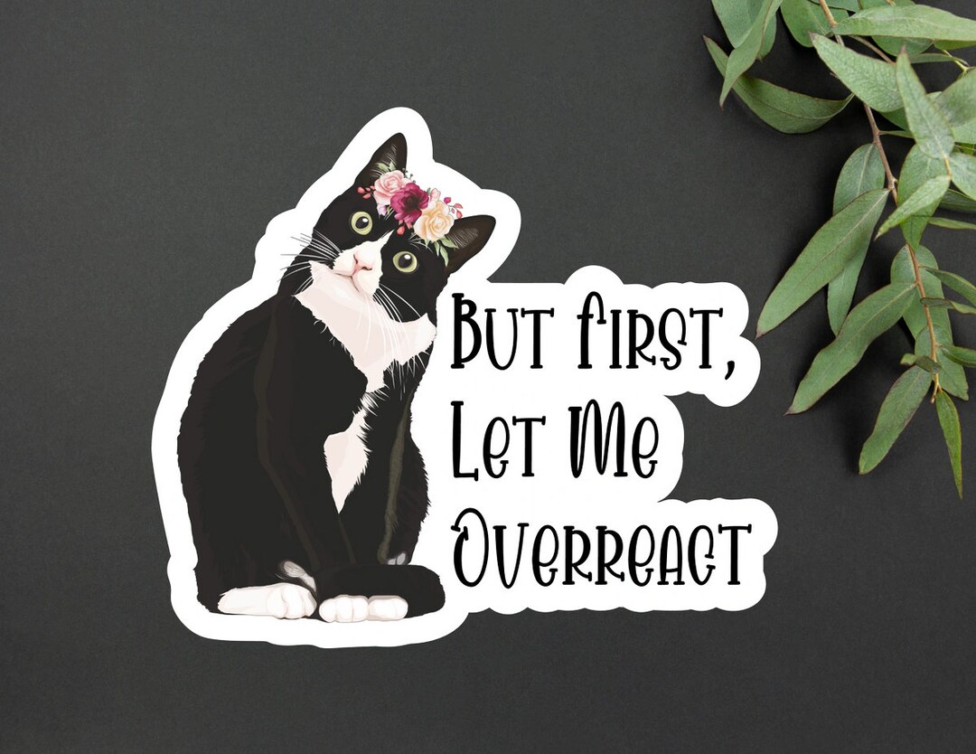 Funny Cat Sticker Funny Cat but First, Let Me Overreact Vinyl Sticker ...