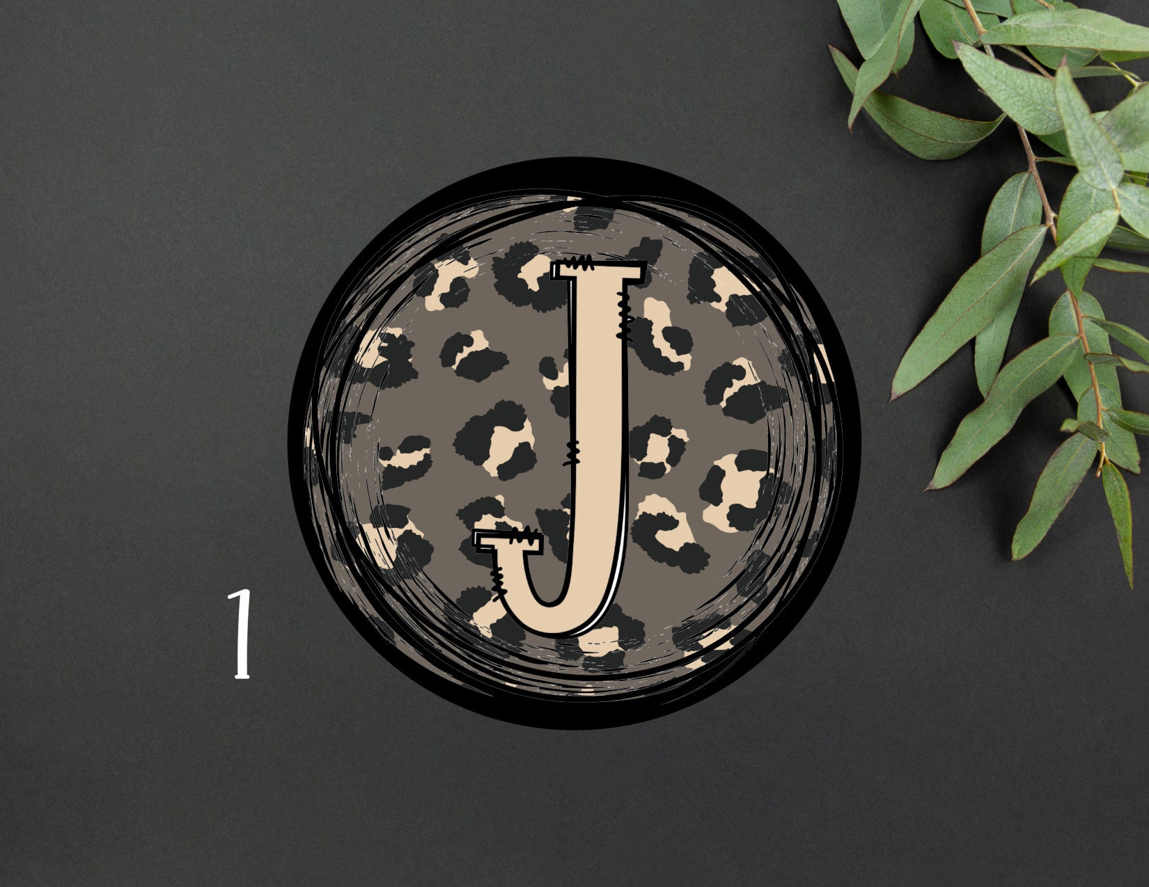 Round Personalized Leopard Print Letter Vinyl Sticker Choice - Etsy
