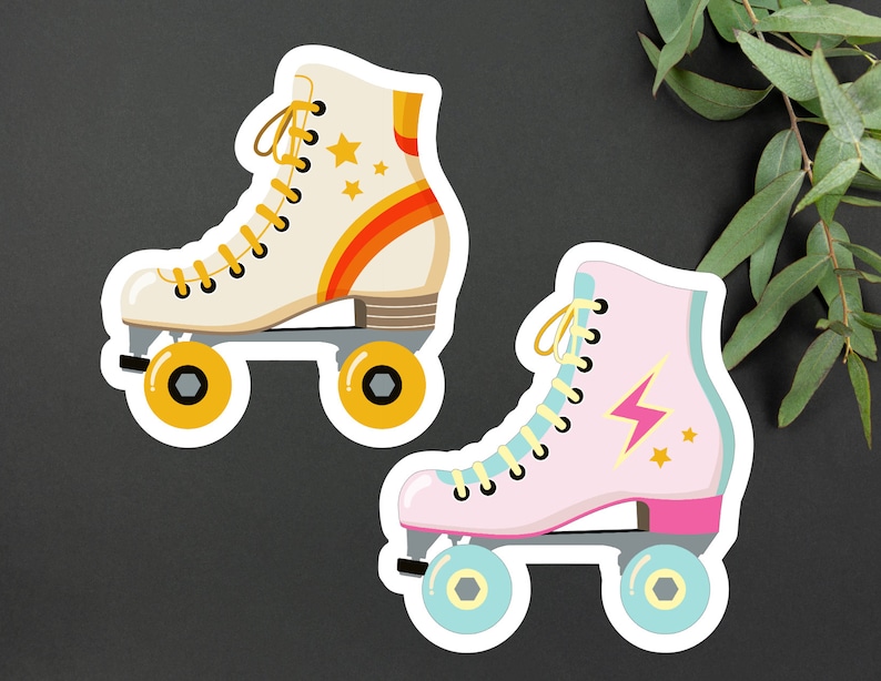 Retro Roller Skate Vinyl Sticker Set Retro Groovy Hippie - Etsy