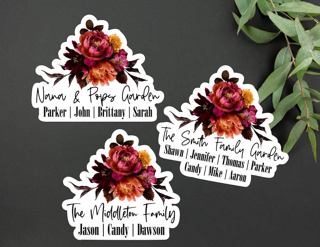 Personalized Family Floral Vinyl Name Sticker Personalized Vintage ...