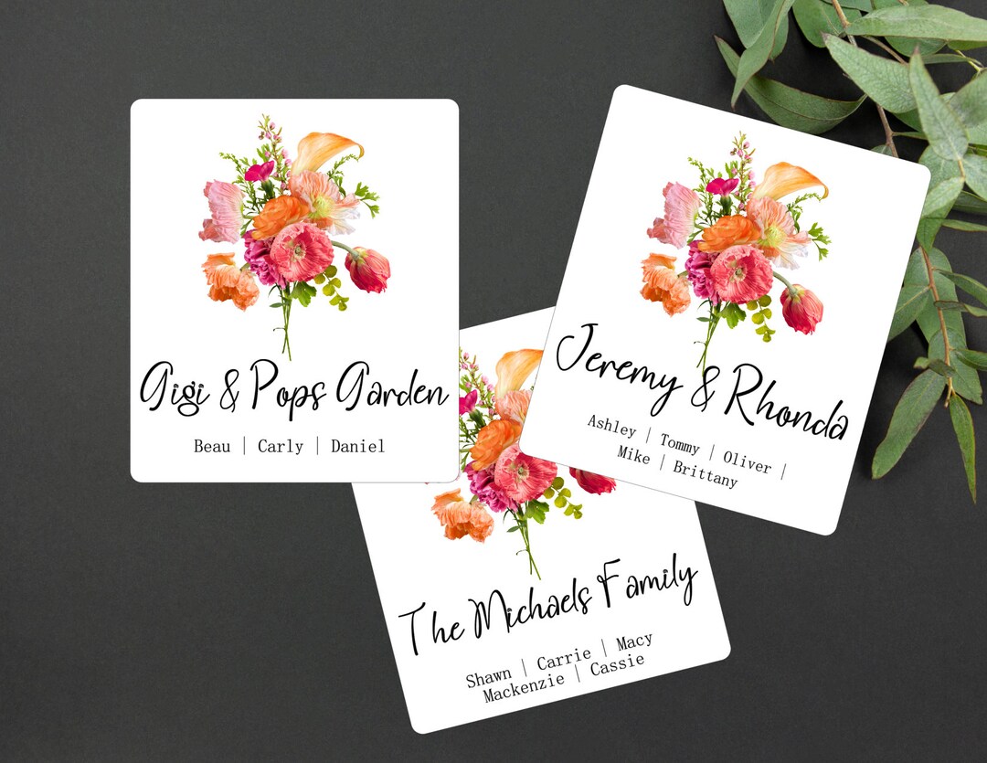 Personalized Family Name Poppy Floral Vinyl Sticker Personalized ...