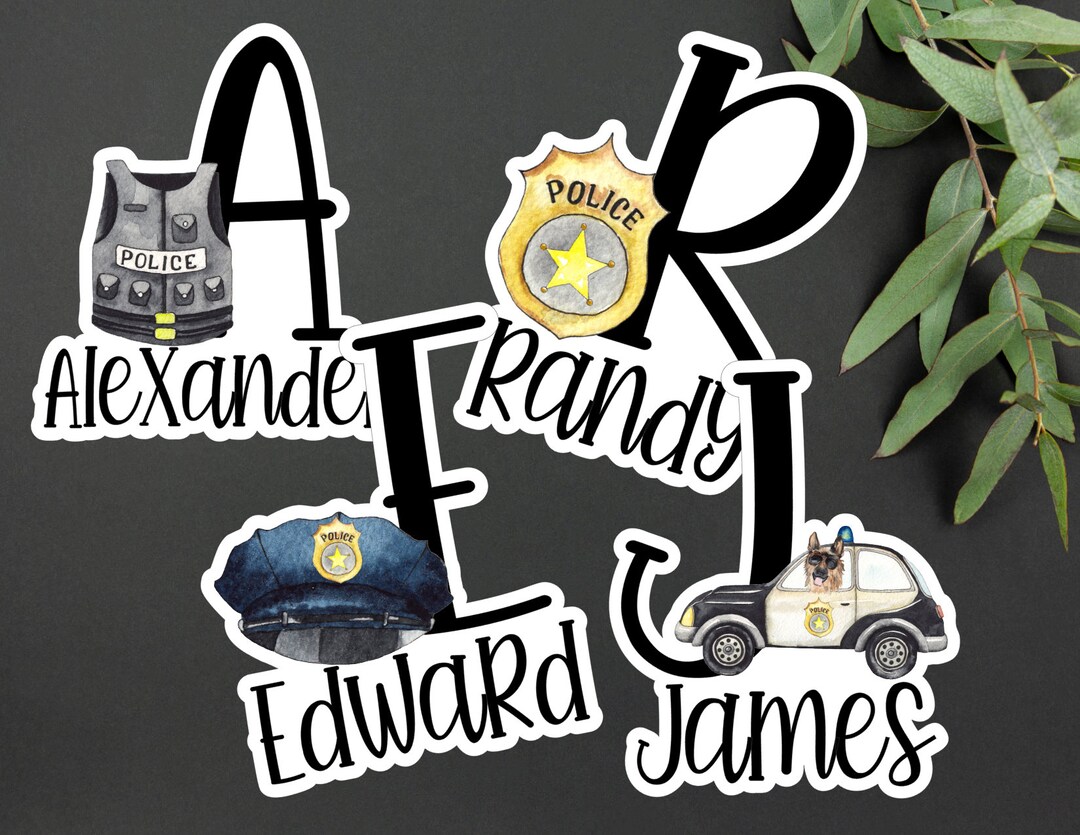 Personalized Police Name Sticker Kids Police Car K9 Stickers ...