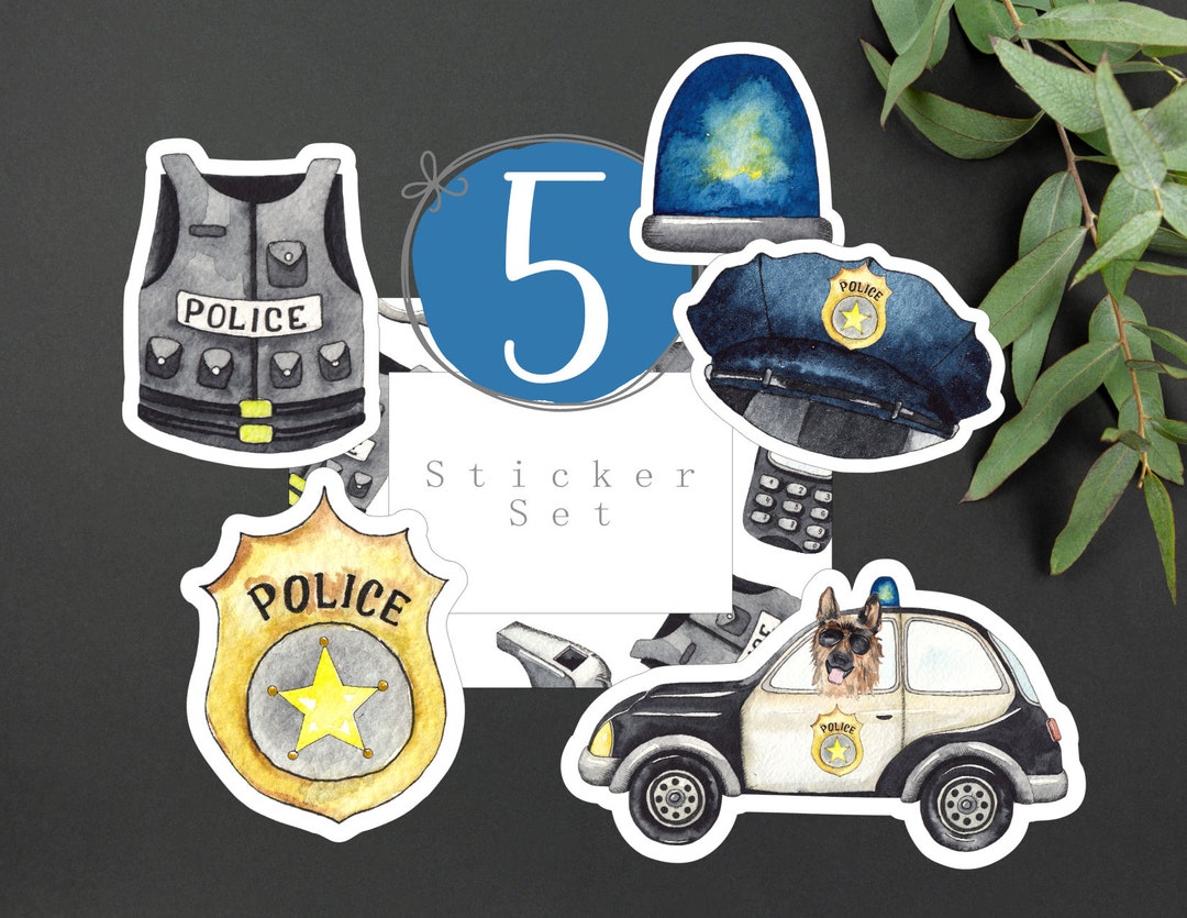 Police Theme Party Sticker Set Cop Theme Gift Stickers Police Car K9 ...