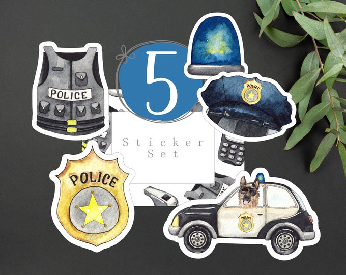 Police Theme Party Sticker Set | Cop Theme Gift Stickers | Police Car ...