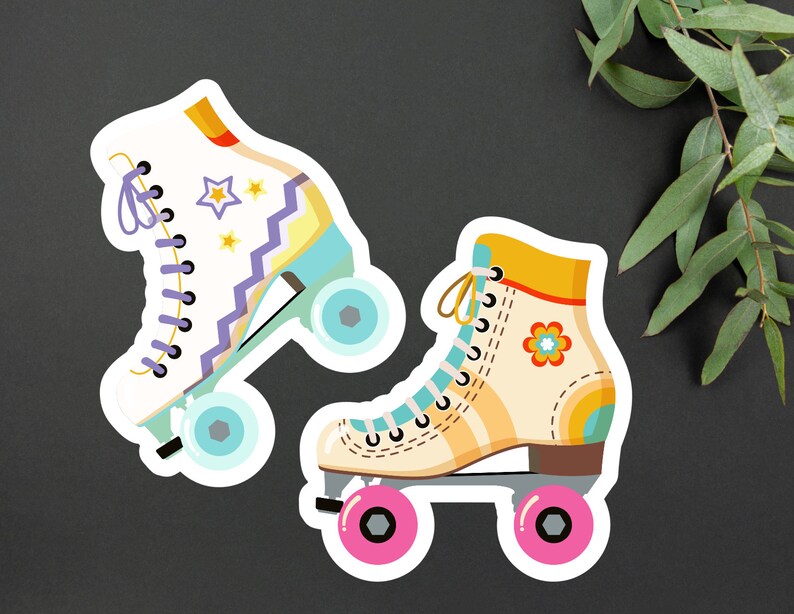 Retro Roller Skate Vinyl Sticker Set Retro Groovy Hippie - Etsy