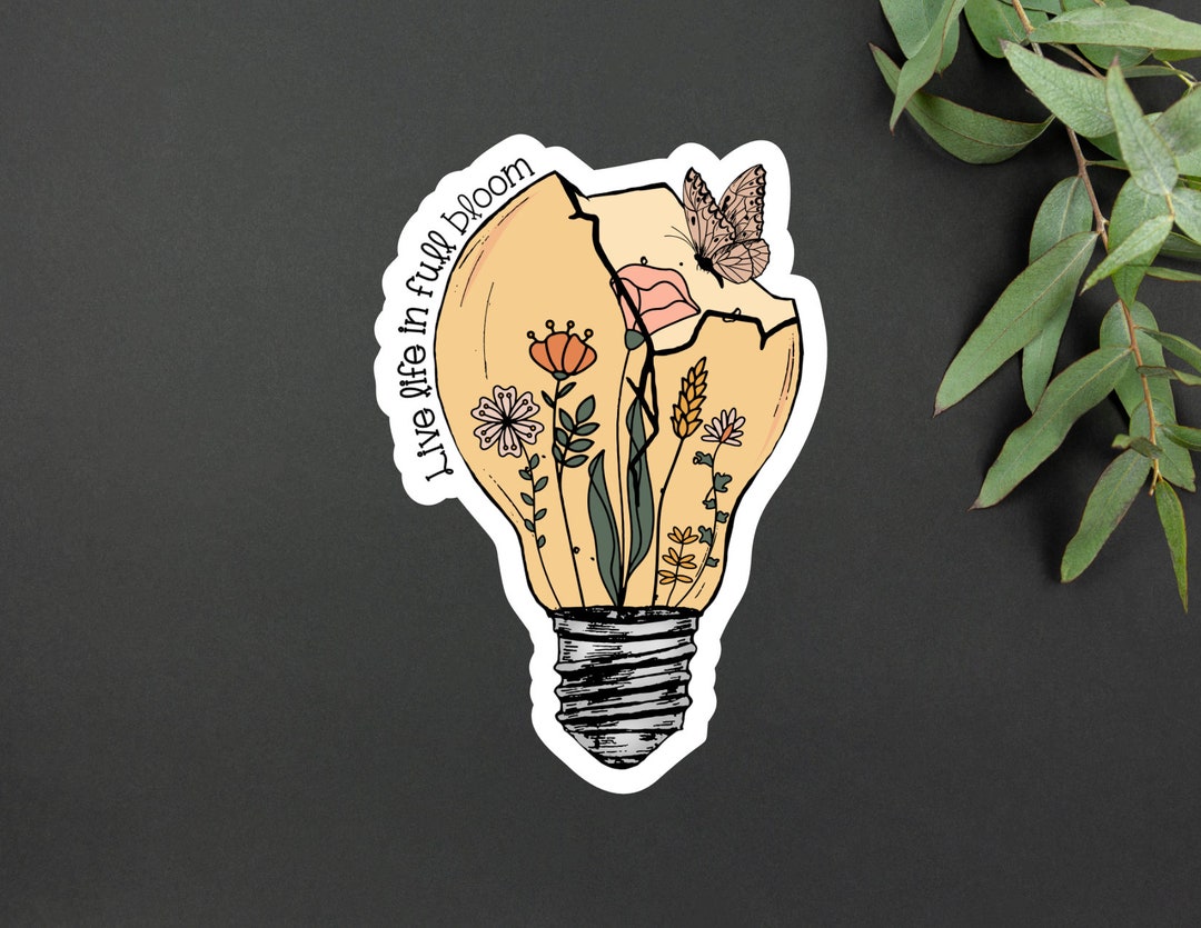 Full Bloom Floral Motivation Vinyl Sticker Live Life Full - Etsy