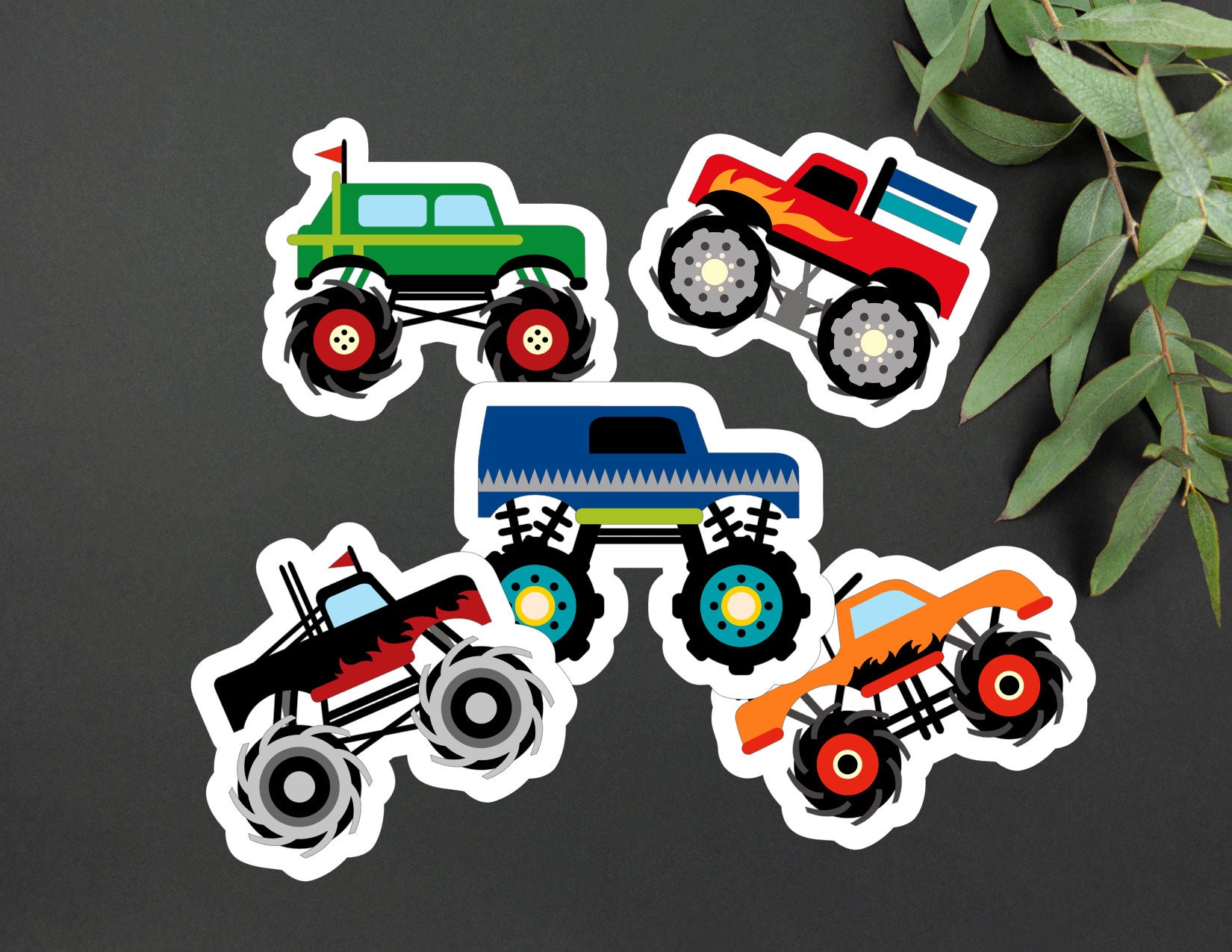 Monster Truck Boys Vinyl Sticker Set Truck Party Sticker Set - Etsy