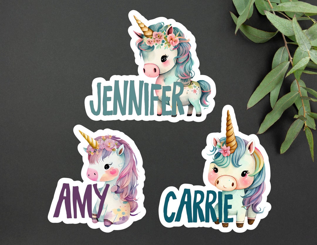 Personalized Birthday Unicorn Rainbow Colorful Sticker Unicorn Name ...