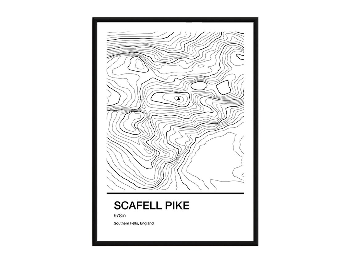 Scafell Pike Lake District Print Map Art Hiking Gift - Etsy UK