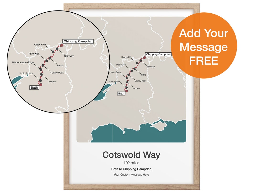 Cotswold Way Print UK National Trail, Hiking, Walking, Cycling Gift - Etsy