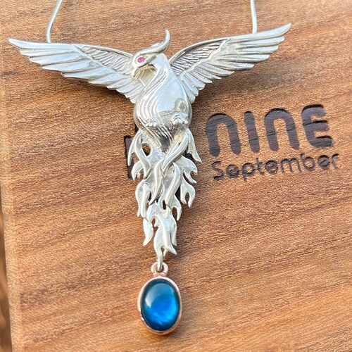 SILVER PHOENIX PENDANT With Blue Abalone Shell Sterling - Etsy
