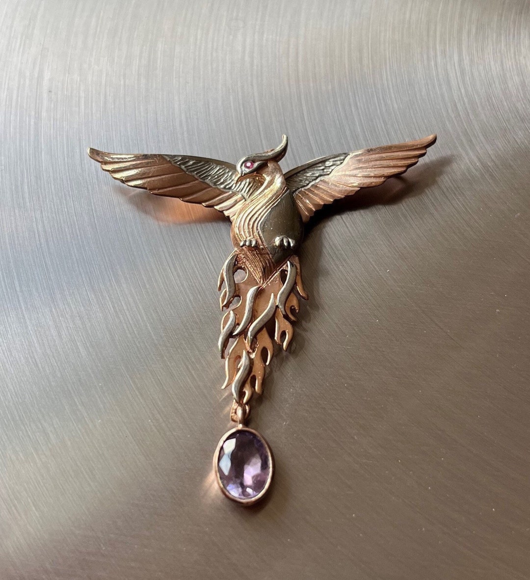 Amethyst Phoenix Necklace - Certified Sterling Silver Necklace With ...