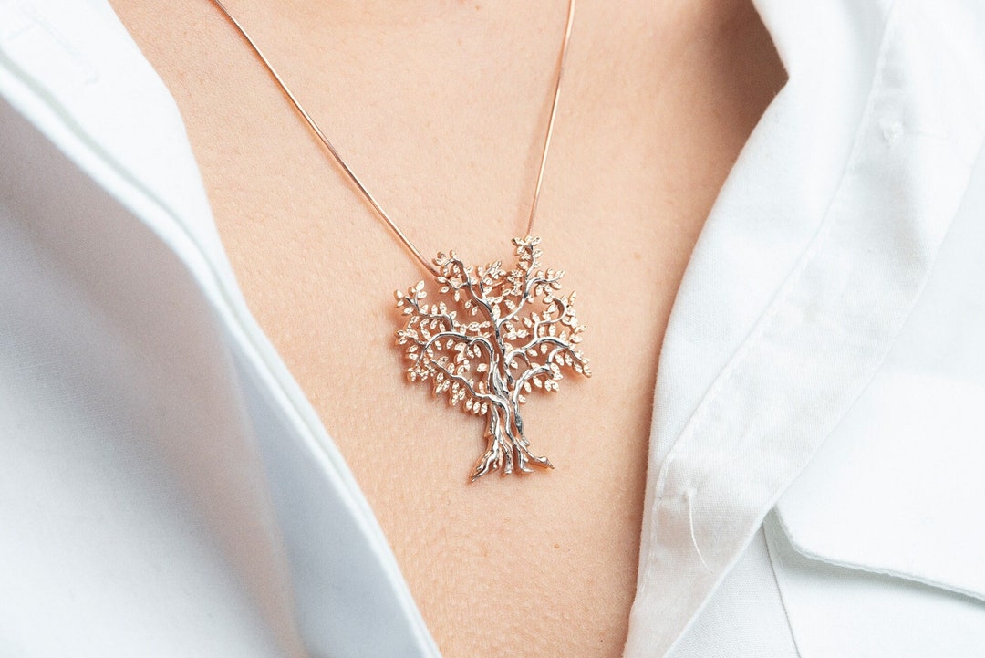 Handmade Tree of Life Necklace - Rose Gold Plated 925 Silver Tree ...
