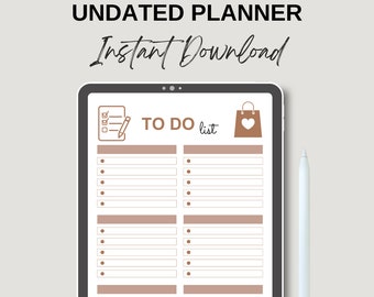 Minimalistic Brown Undated Daily Planner, Digital Planner, Printable ...