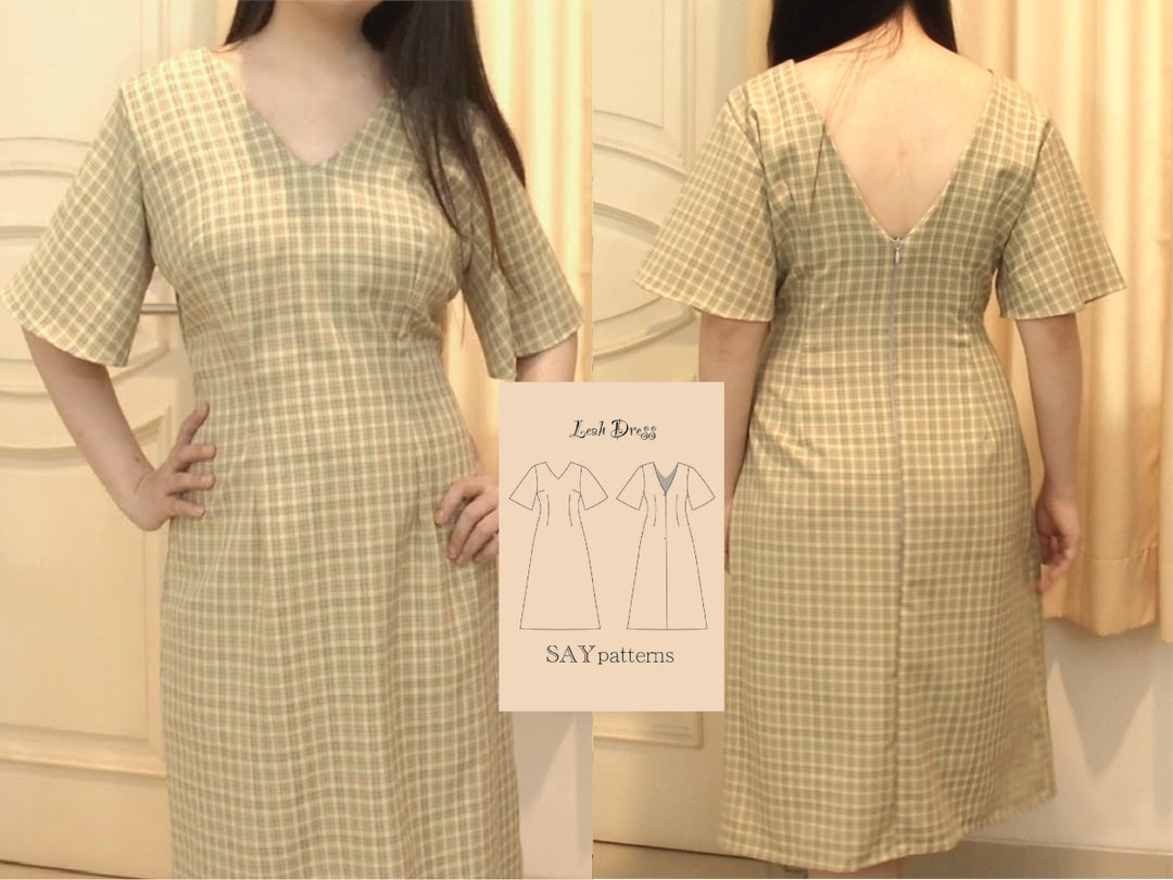 Easy V Neck Dress Pdf Sewing Pattern of Simple Dress Instant Download ...