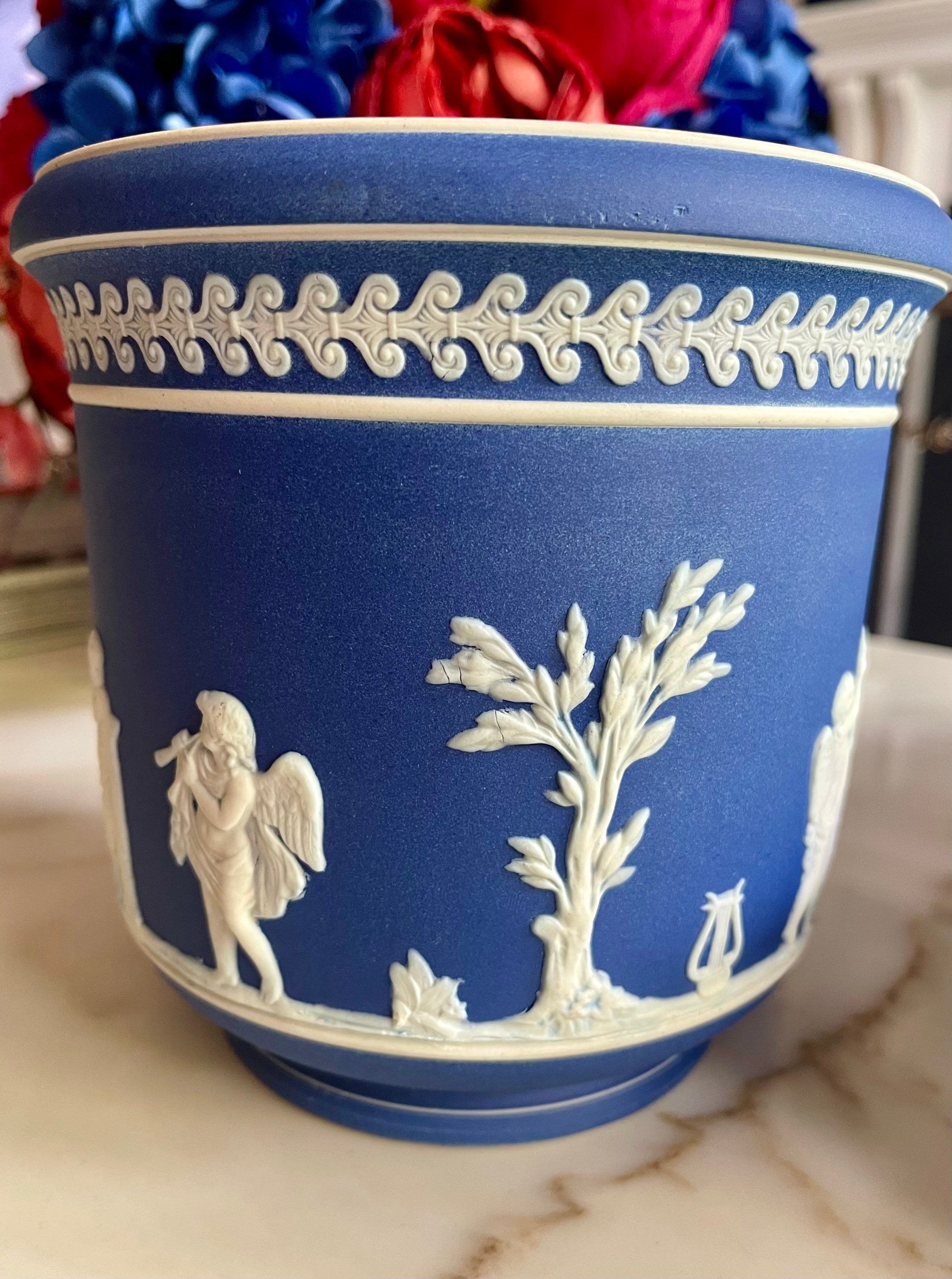 Antique English Dudson Jasperware Blue and White Navy Planter Pot - Etsy