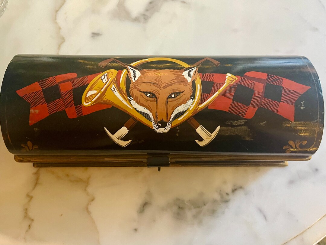 Vintage Hand Painted Signed Tin Tartan Fox Chest - Etsy