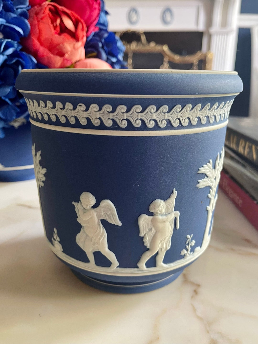 Antique English Dudson Jasperware Blue and White Navy Planter Pot - Etsy