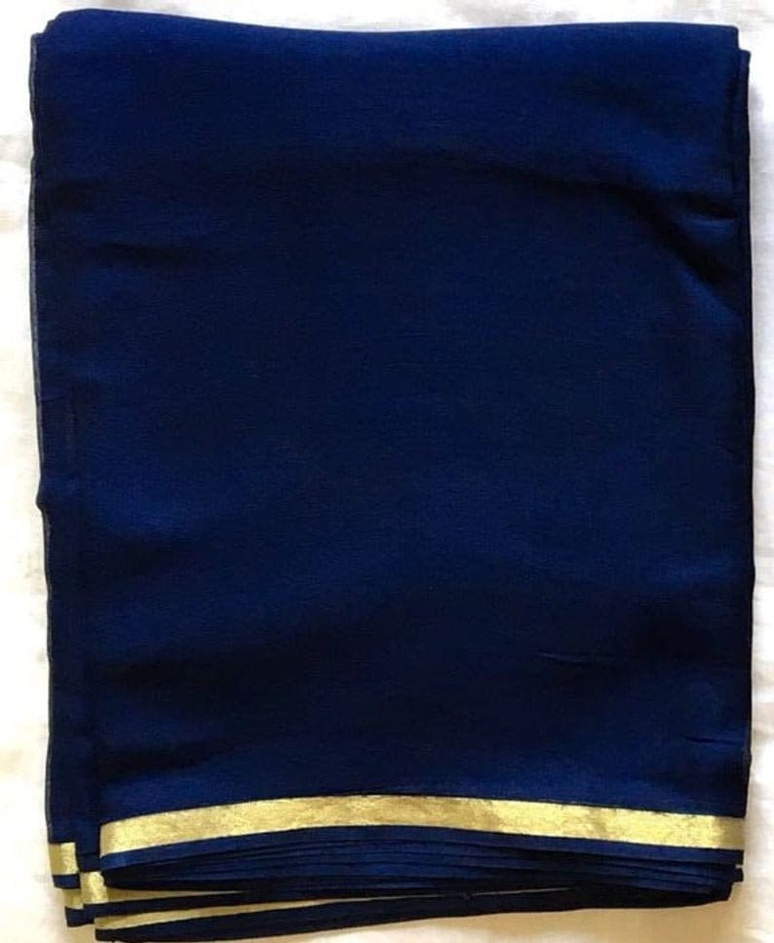 Plain Chiffon Saree With Golden Border Indian Wedding Wear - Etsy