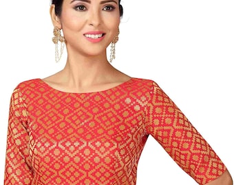 Red Readymade New Designer Saree Blouse Floral Embroidered for Women ...