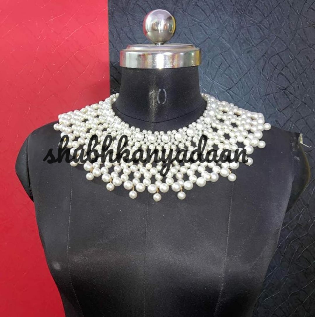 White Pearl Cape Blouse Body Chain Handcrafted Readymade Designer ...