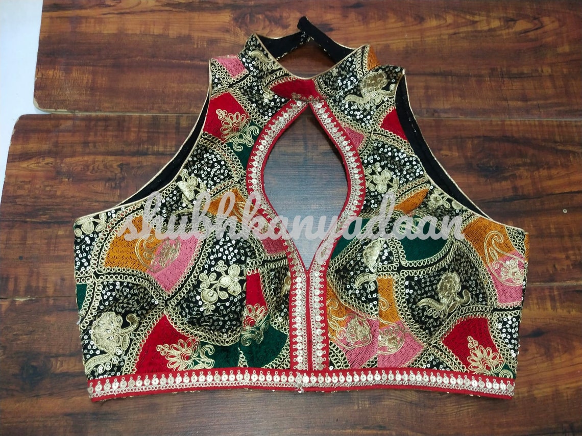 Multi Sabyasachi Deep V Cut Embroidered Readymade Blouse Designer ...