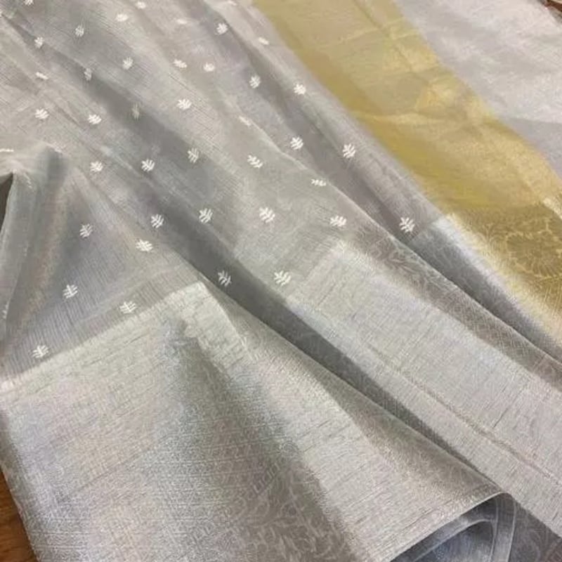 Silver Tissue Saree - Etsy