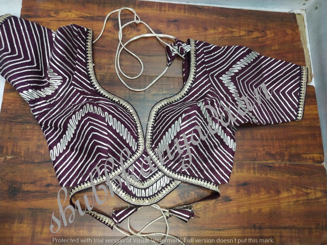 Wine Sabyasachi Deep V Cut Blouse Designer Embroidered Beautiful Saree ...