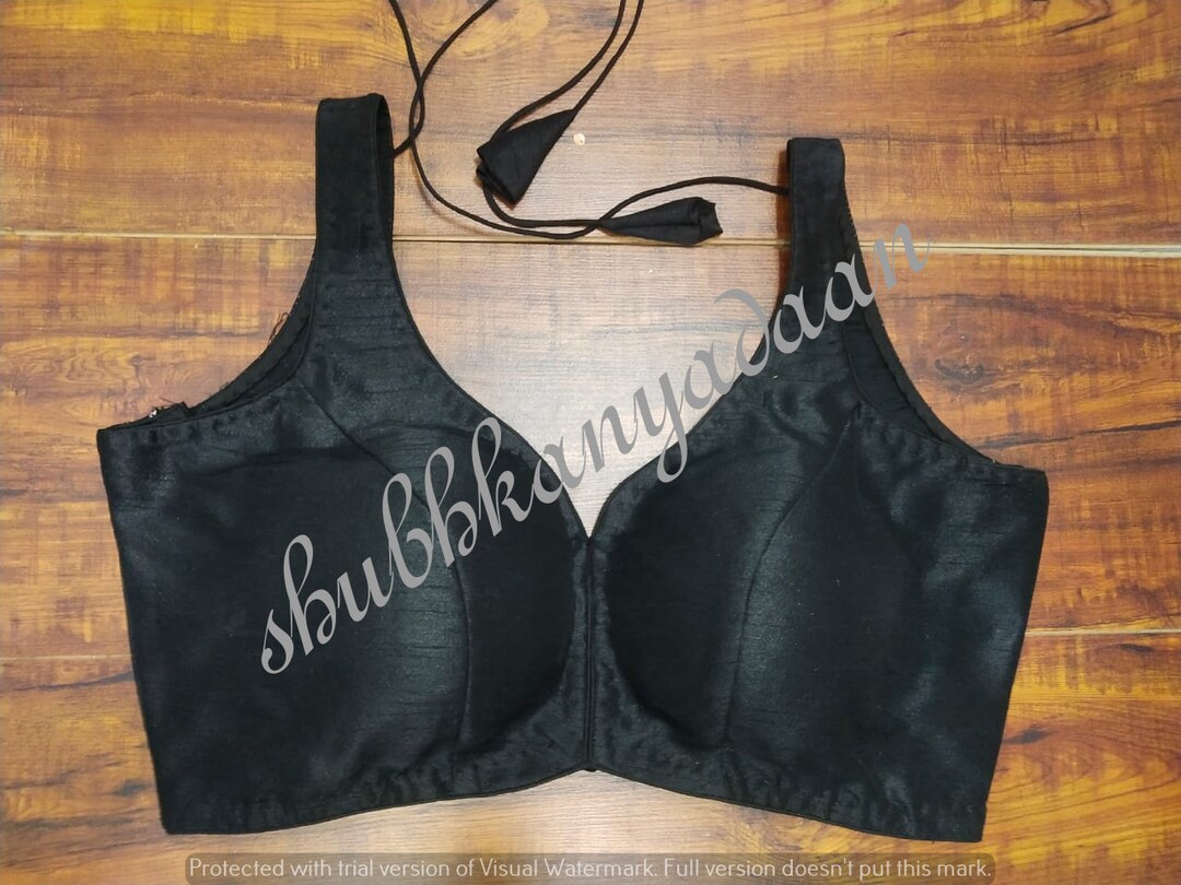 Black Sabyasachi Deep V Cut Blouse Designer Solid Plain Beautiful Saree ...