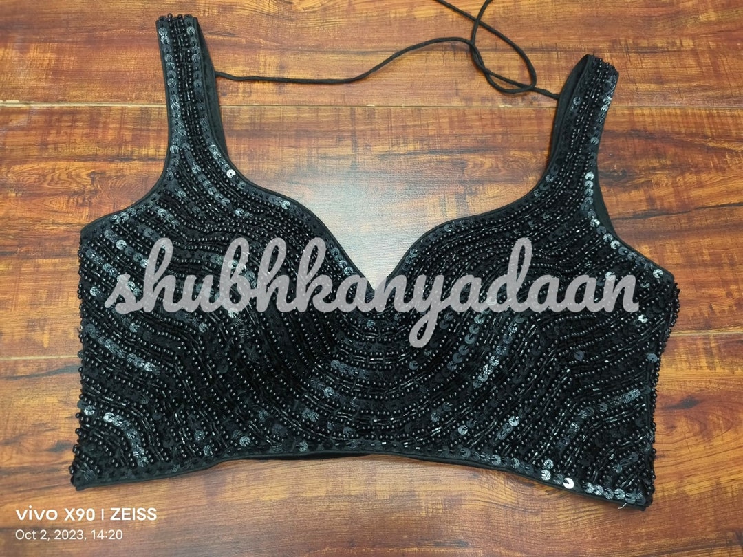 Black Sabyasachi Deep V Cut Readymade Designer Wedding Wear Bride Saree ...