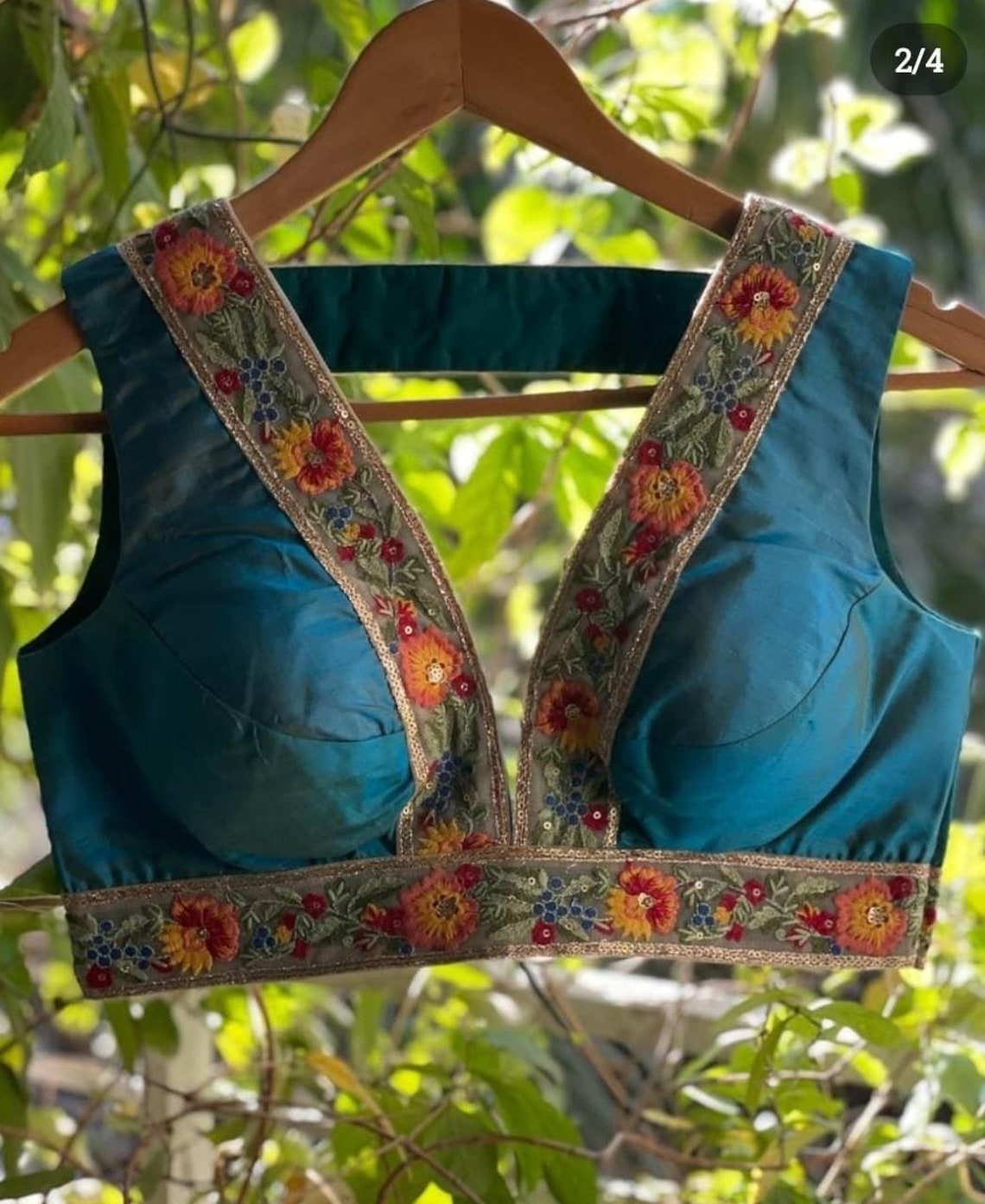 Blue Sabyasachi Embroidery Trim Readymade Designer Saree Blouse Women ...