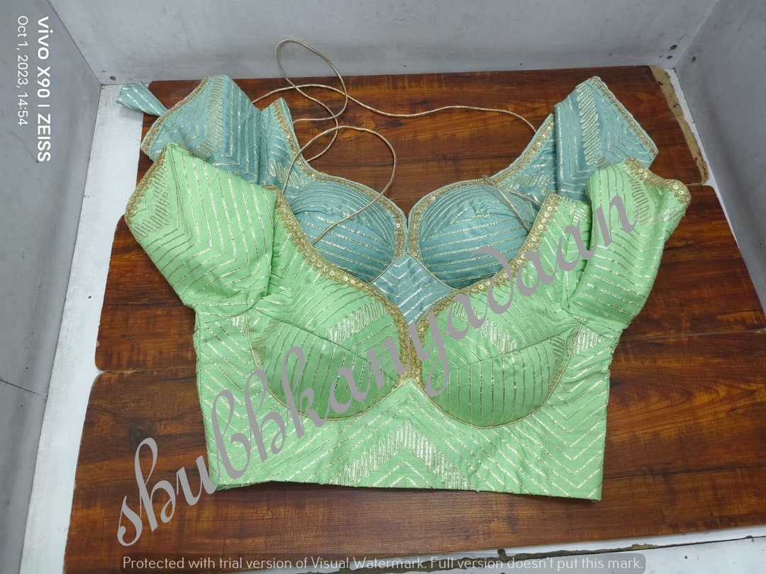 Sabyasachi Deep V Cut Blouse Designer Embroidered Beautiful Saree ...