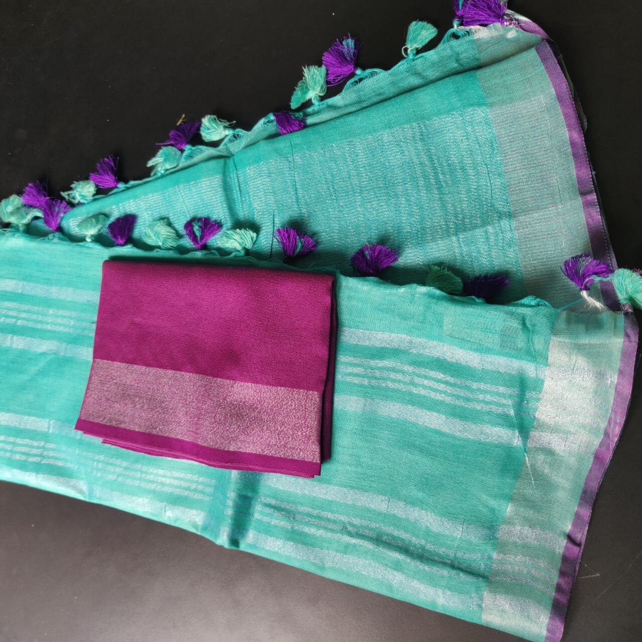 Bangoli Saree Durga Puja Special Pure Linen Handloom Saree - Etsy