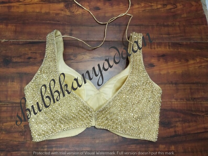 Golden Sabyasachi Deep V Cut Designer Wedding Wear Readymade - Etsy