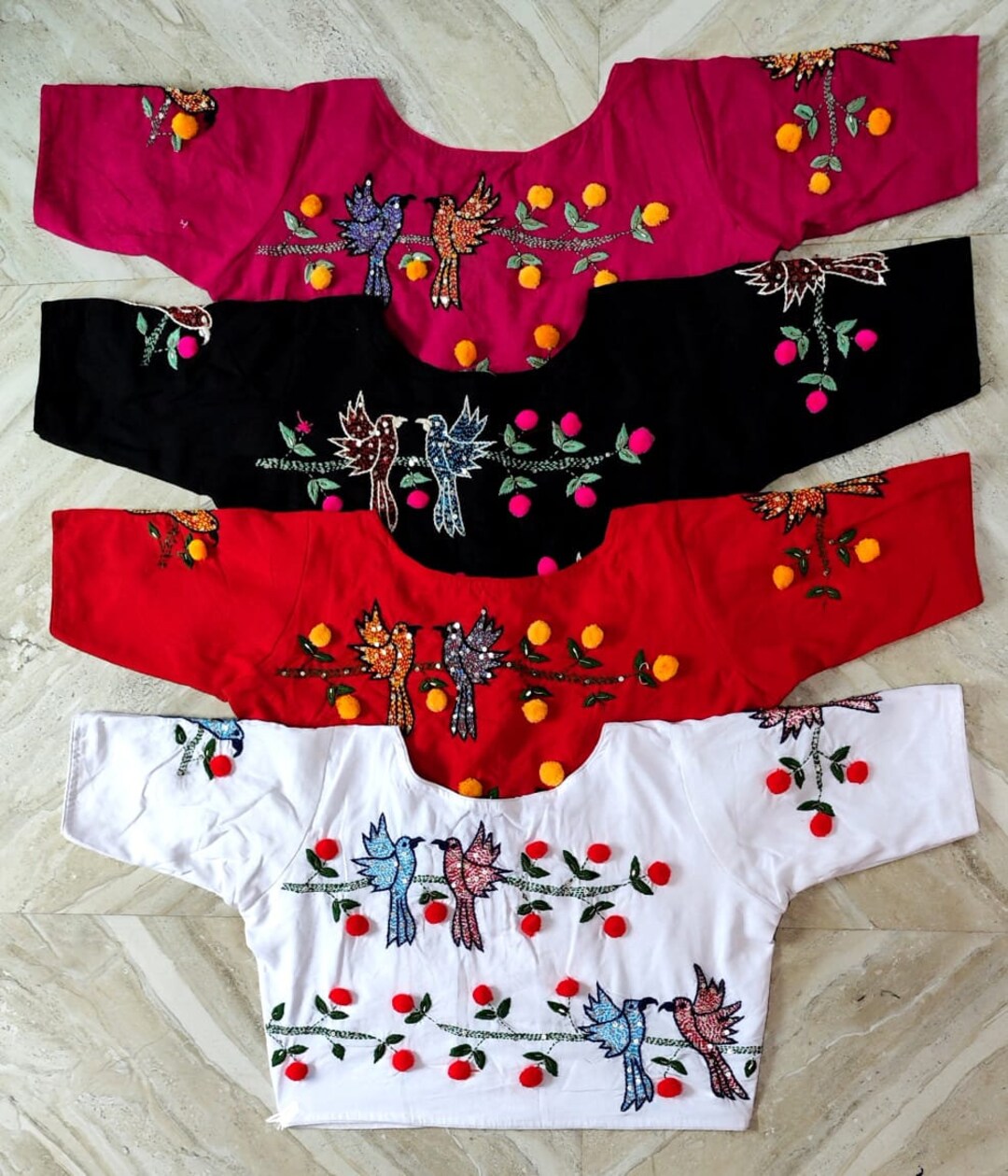 Colors Available Birds Cotton Embroidery Design Pattern Readymade ...