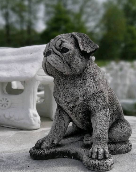 Pug Statue Garden Sculpture Sitting Dog Figurine Outdoor | Etsy