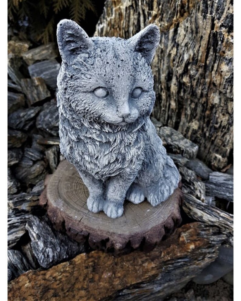 Cat Garden Statue Cat Memorial Statue Concrete Cat Engraved - Etsy