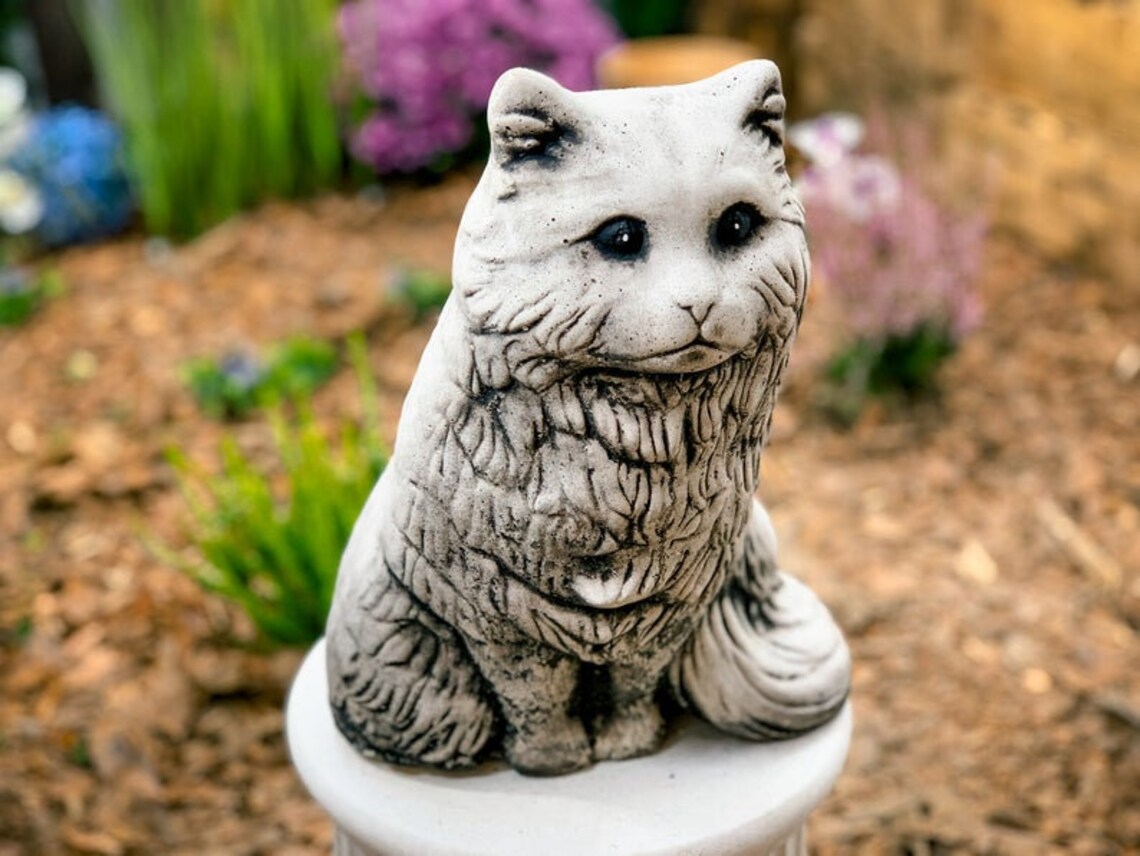 Cat Garden Statue Statue for Home Cat Statue Engraved - Etsy