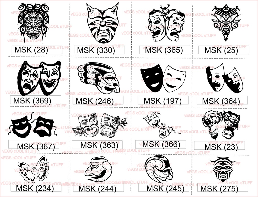 16 High Quality SVG (scalable) Cool Mask Designs, Vol 5 Instant ...